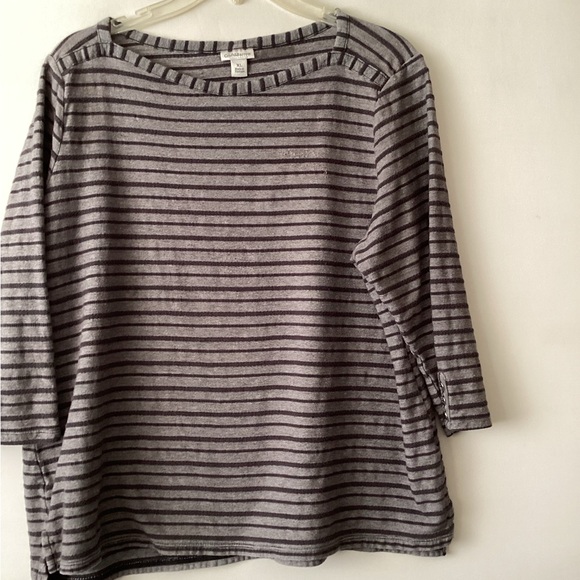 croft & barrow | Tops | Croft Barrow Charcoal Striped Long Sleeve Top ...